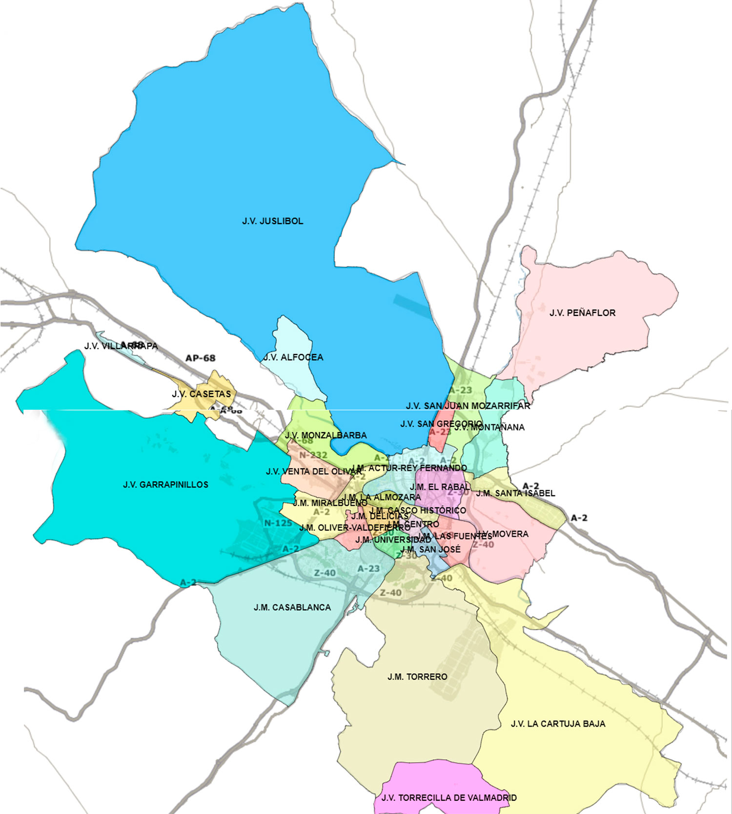 Download Zaragoza Neighborhoods Map - Free Printables Available