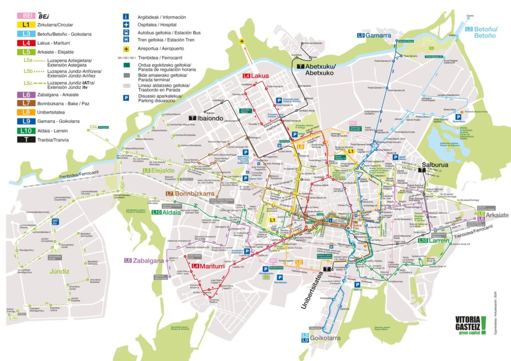 Mapa de autobuses urbanos Vitoria: descarga e imprime gratis